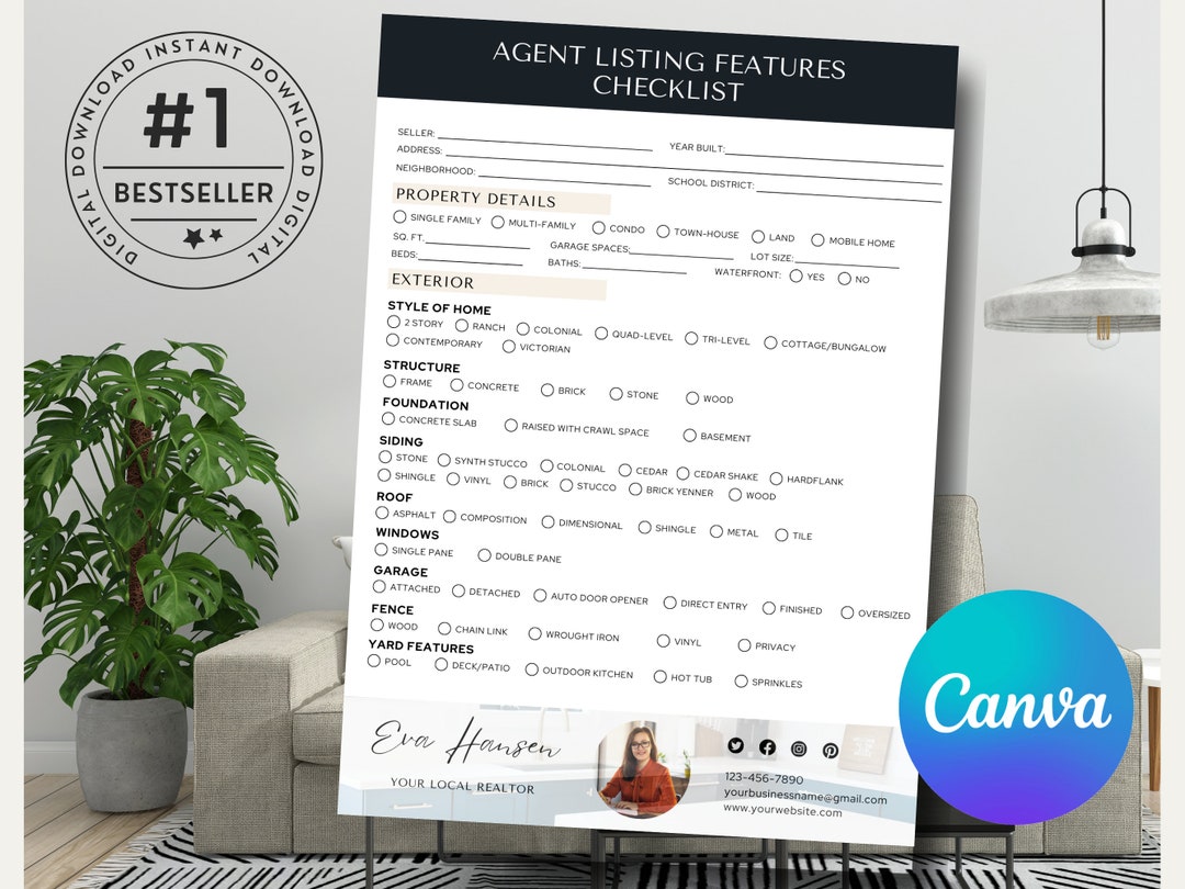 Agent Listing Features Checklist Real Estate Property Checklist ...