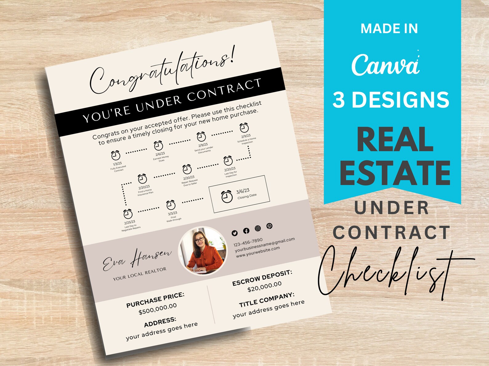 Under Contract Checklist for Real Estate - Etsy