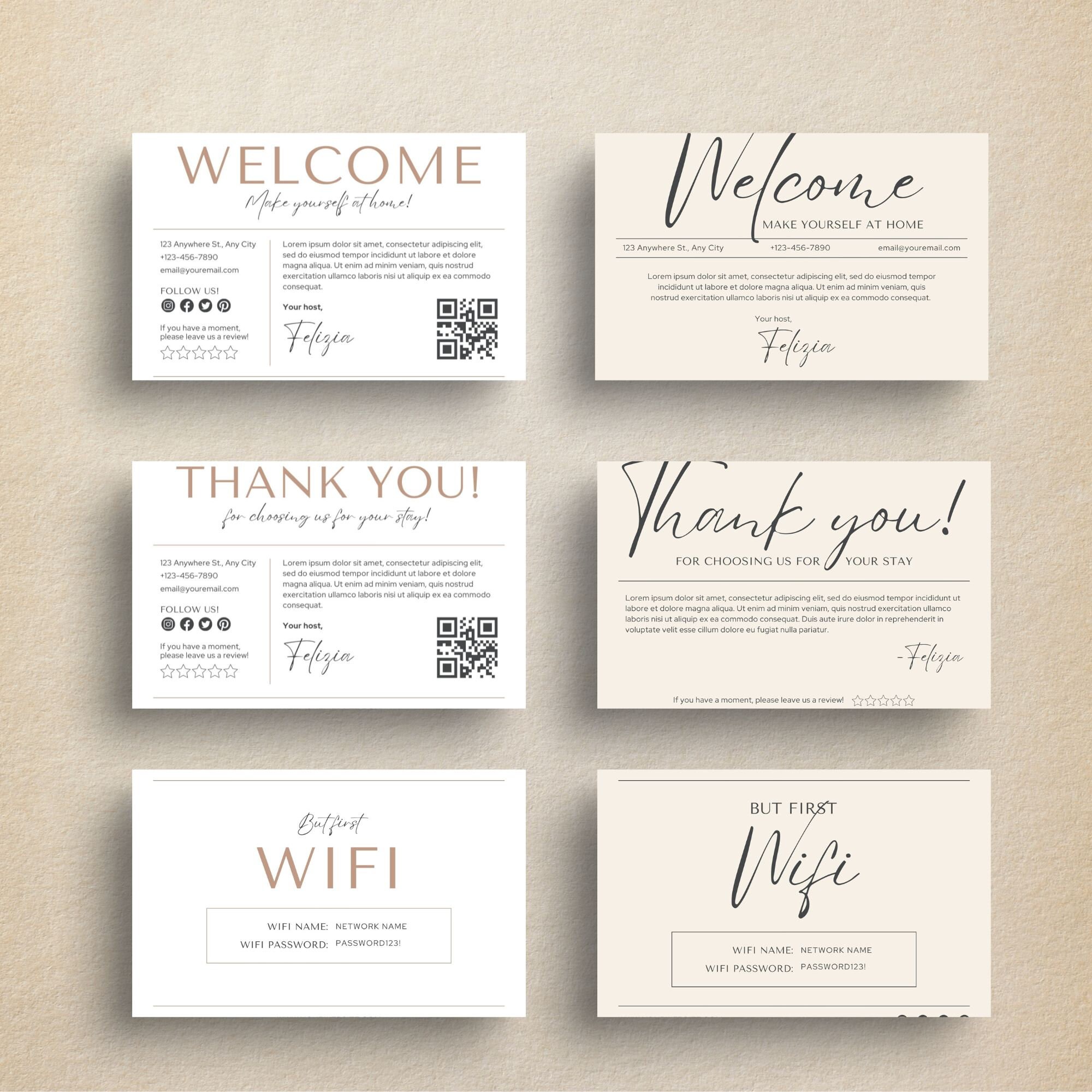 Airbnb Guest Welcome Card Thank You Card VRBO Visitor Greeting Home ...