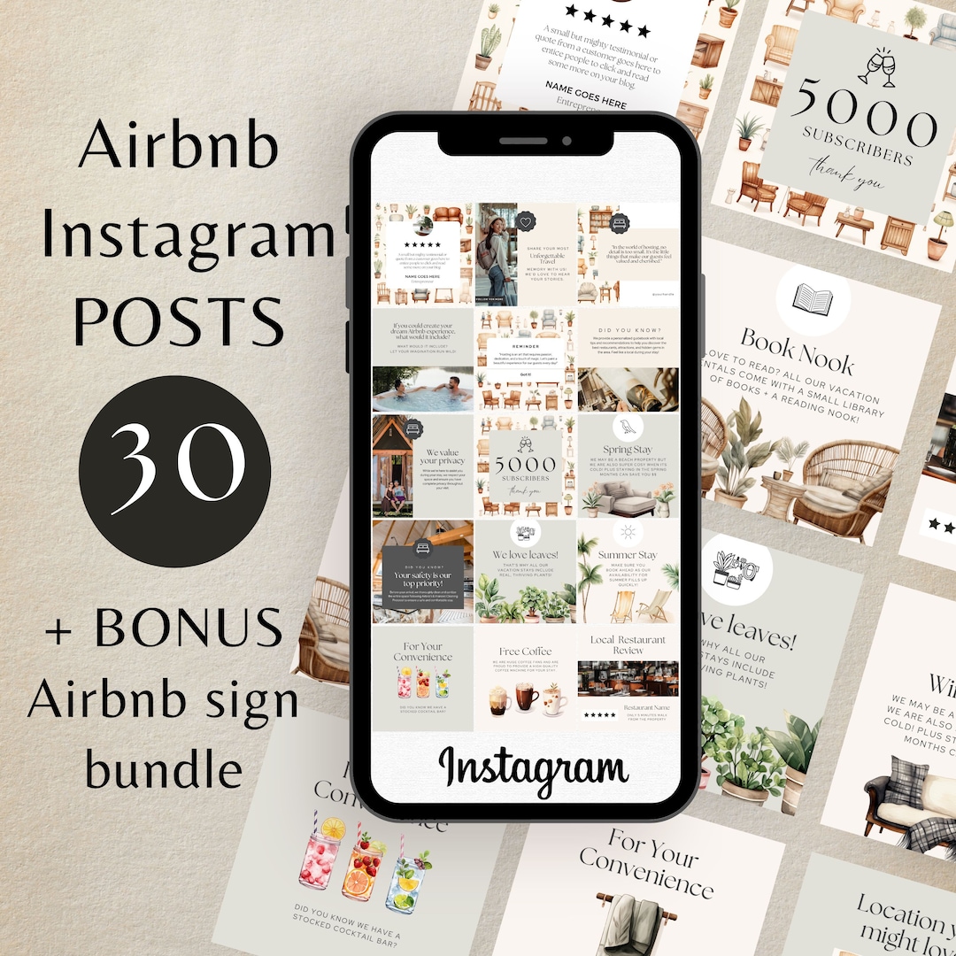 Airbnb Instagram Post Template, Short Term Stay Social Media Content ...
