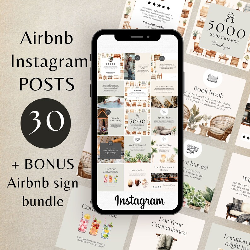 Airbnb Instagram Post Template, Short Term Stay Social Media Content ...