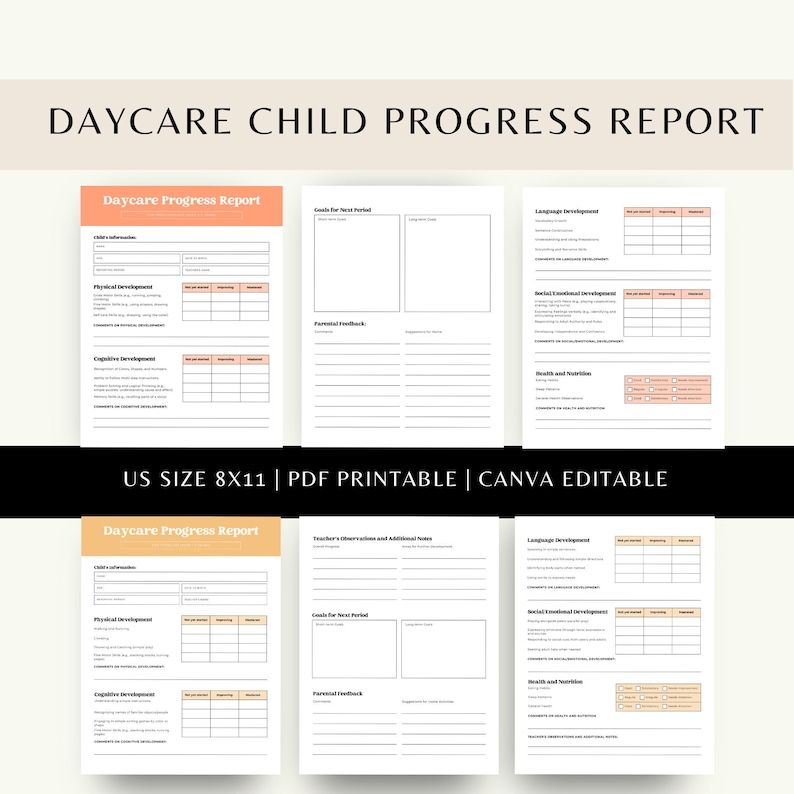 Daycare Child Progress Report Template, Fillable Form for Daycare ...