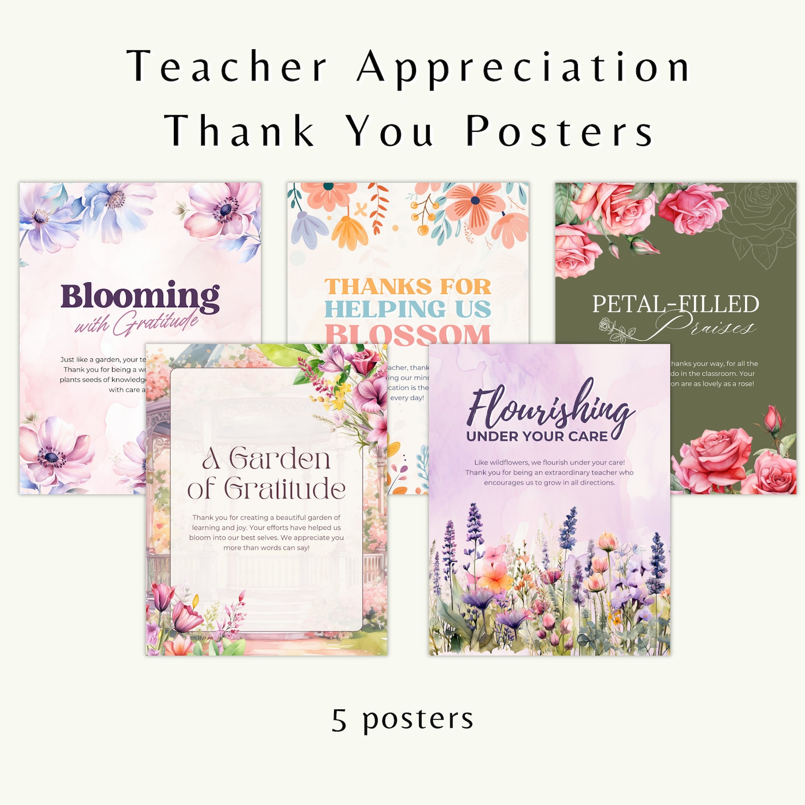 Teacher Appreciation Thank You Posters, End of School Teacher ...