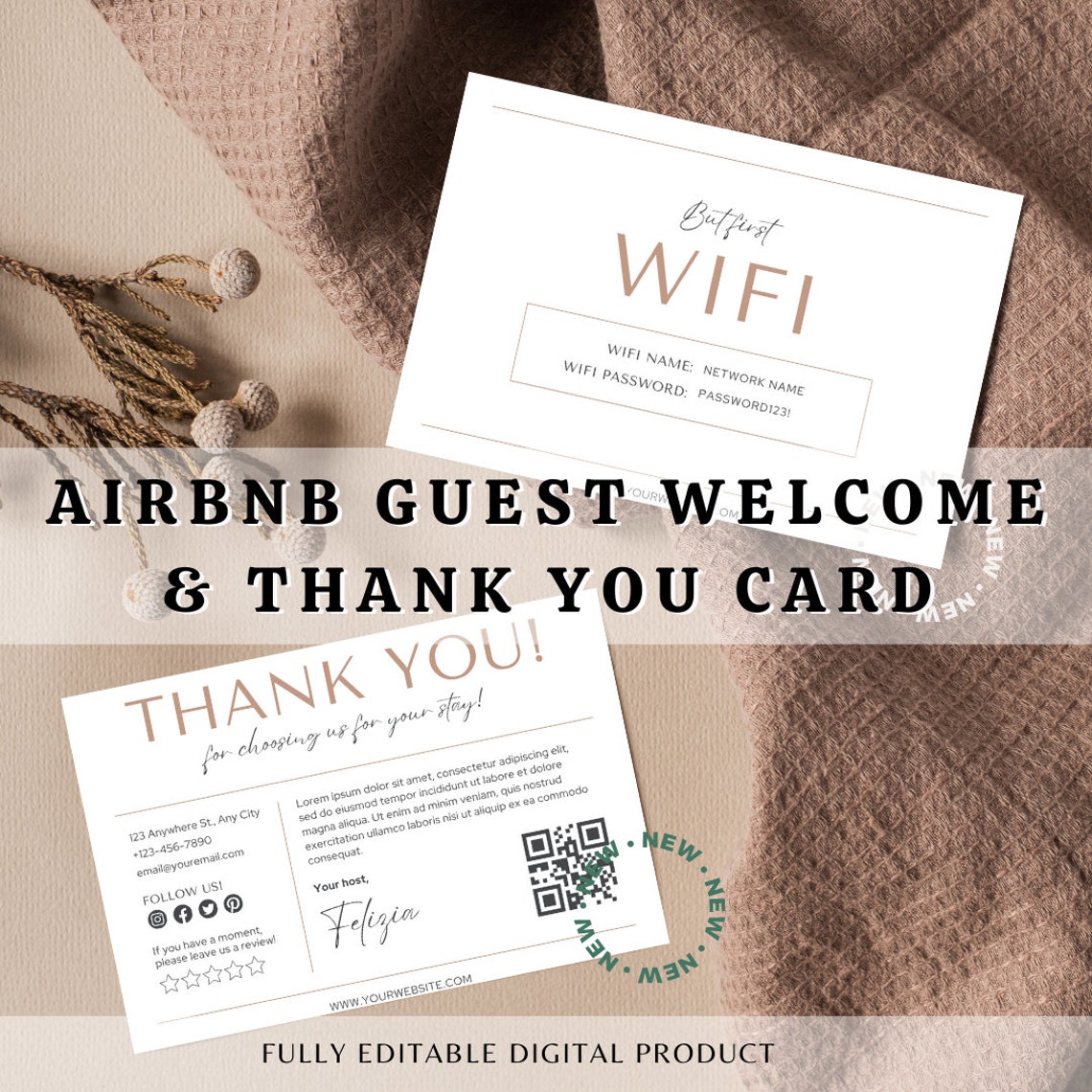 Airbnb Guest Welcome Card Thank You Card VRBO Visitor Greeting Home ...