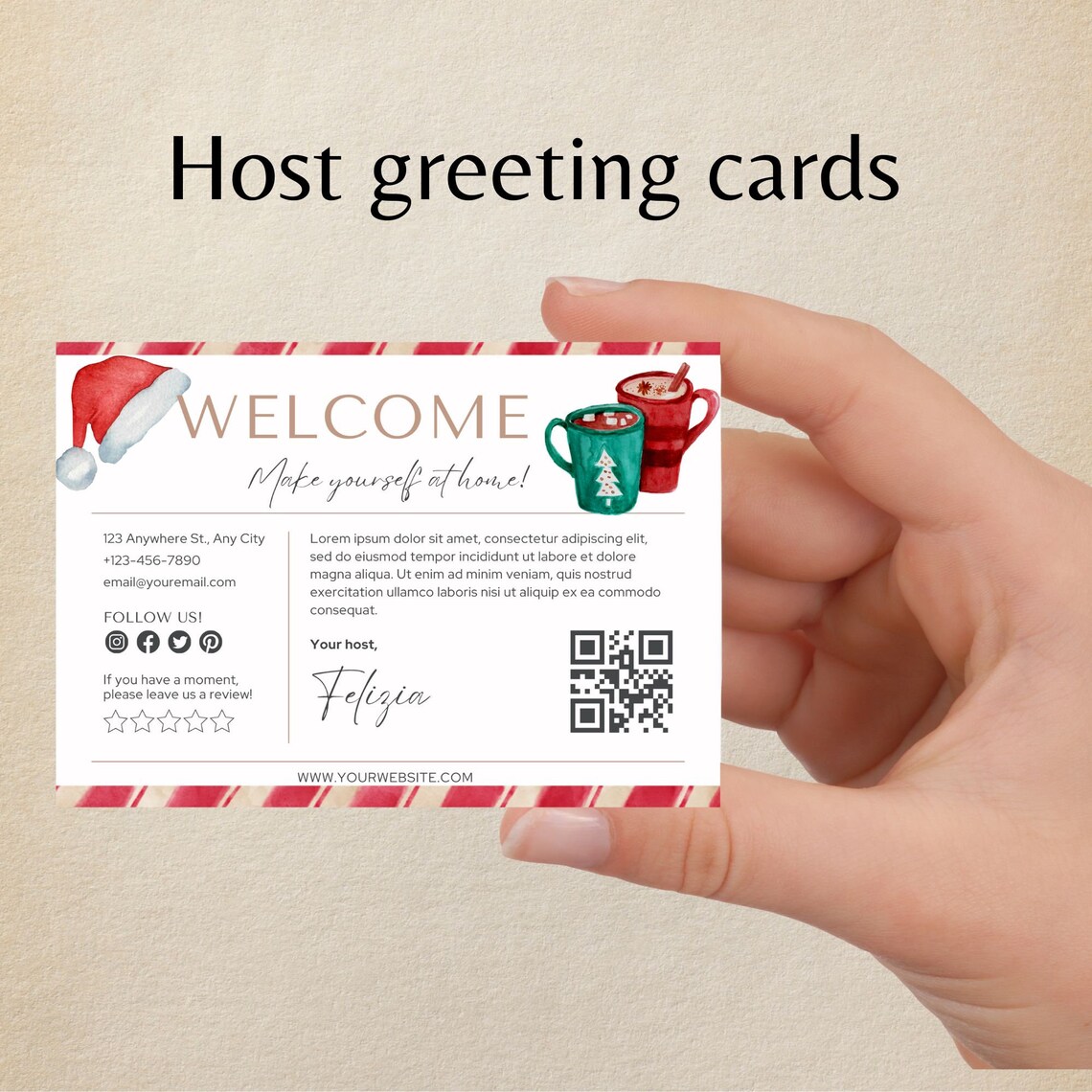 Airbnb Christmas Welcome Card Thank You Card Guest Greeting Card Home ...