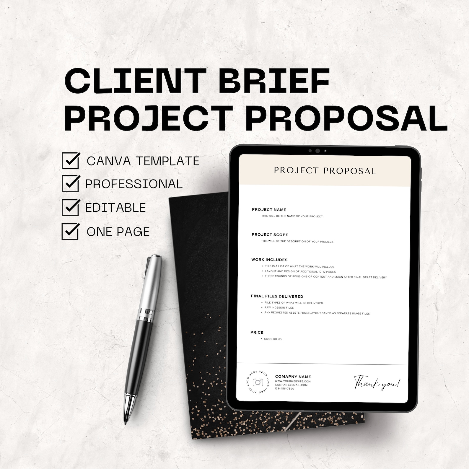 Minimal Project Proposal Template One Page Professional Proposal ...
