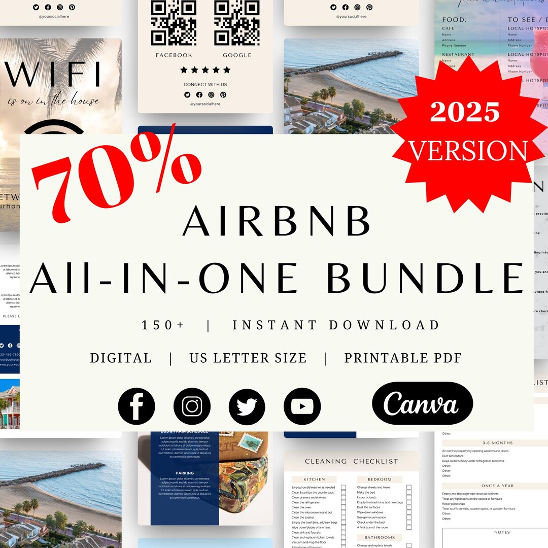 Airbnb Bundle Templates, Printable Airbnb Host Template, Rental Home ...