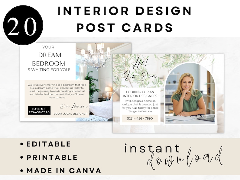 Interior Designer Post Cards Interior Design Marketing Business Cards ...