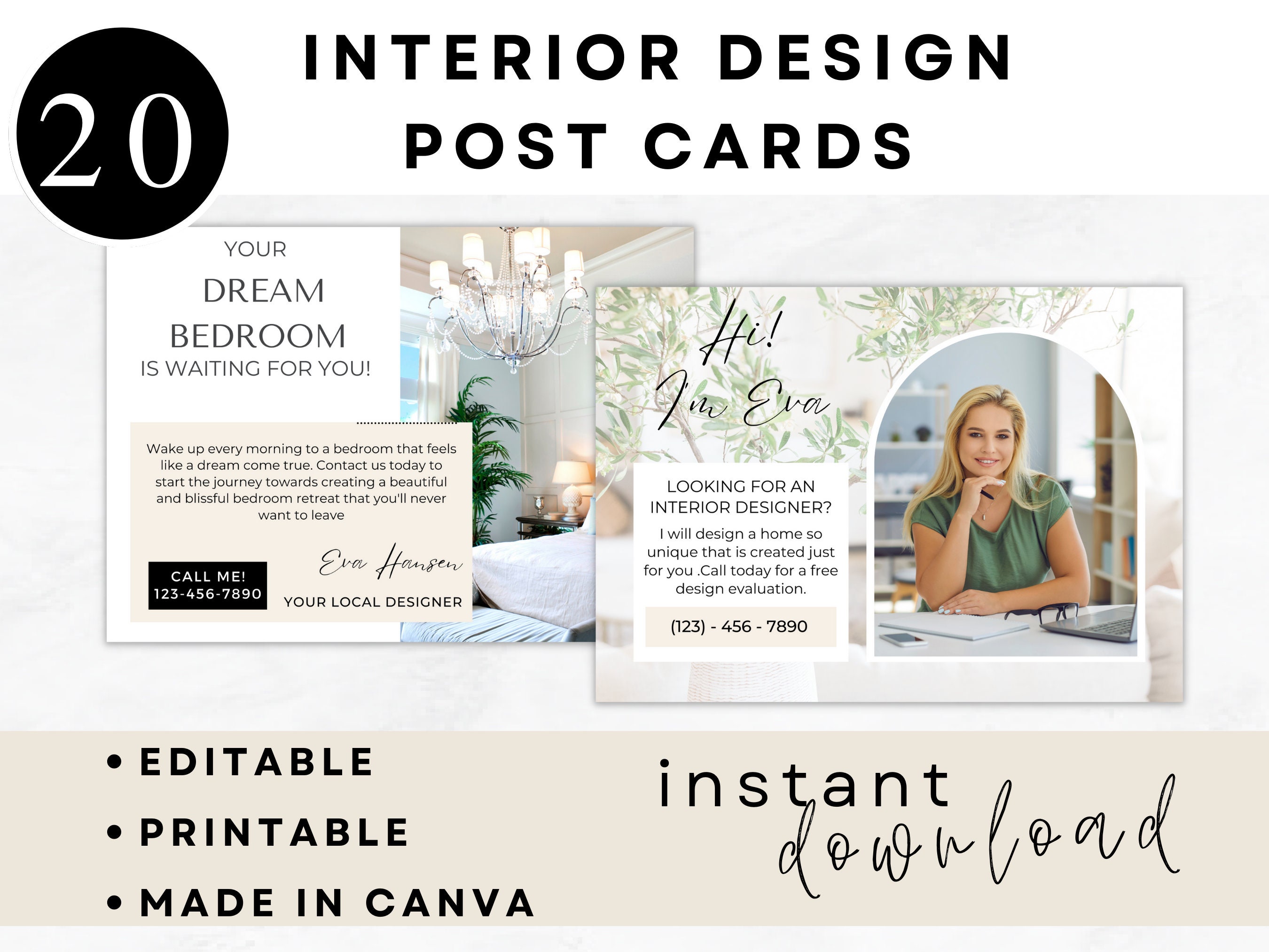 Interior Designer Post Cards Interior Design Marketing Business Cards ...