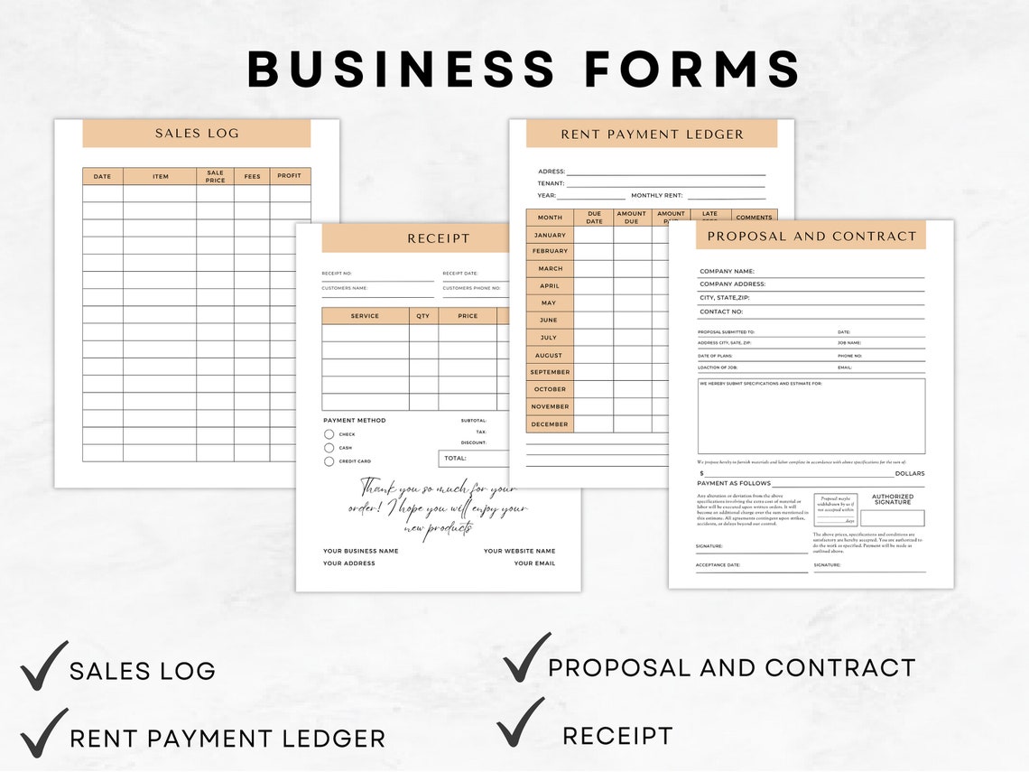 Small Business Forms Bundle Quote Receipt Inventory Invoice Template ...
