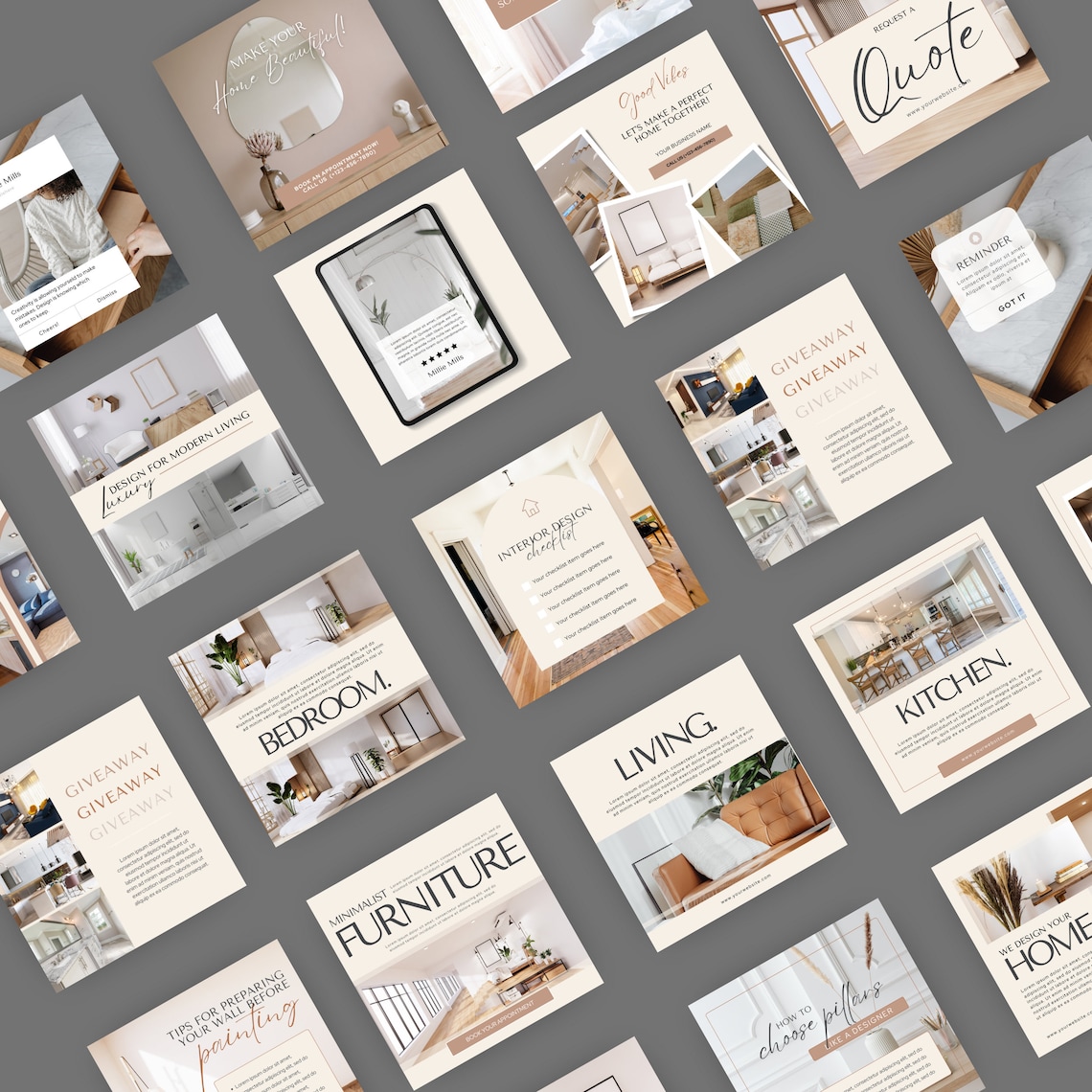 Interior Design Social Media Branding Kit Editable Instagram Post ...