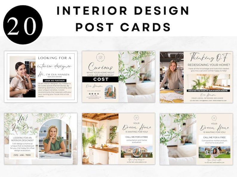 Interior Designer Post Cards Interior Design Marketing Business Cards ...