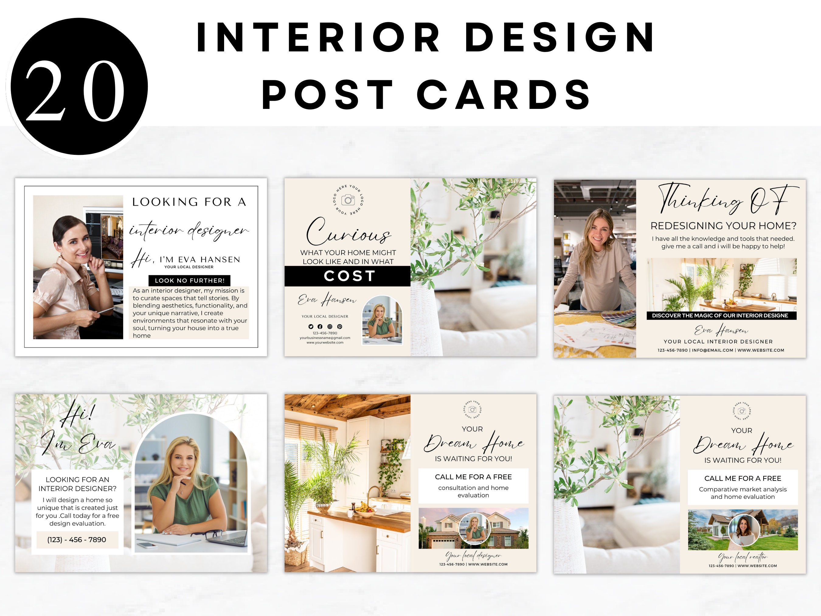 Interior Designer Post Cards Interior Design Marketing Business Cards ...