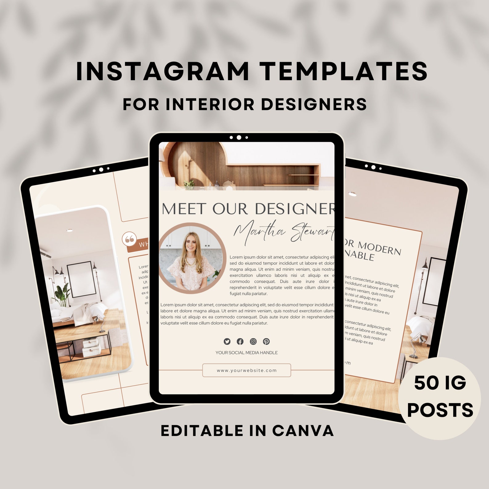 Interior Design Instagram Post Templates IG Template for Interior ...