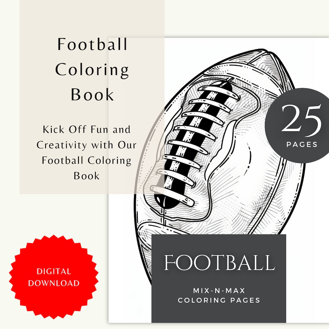 Printable Football Coloring Book: Editable Canva 25 Pages All Ages - Etsy