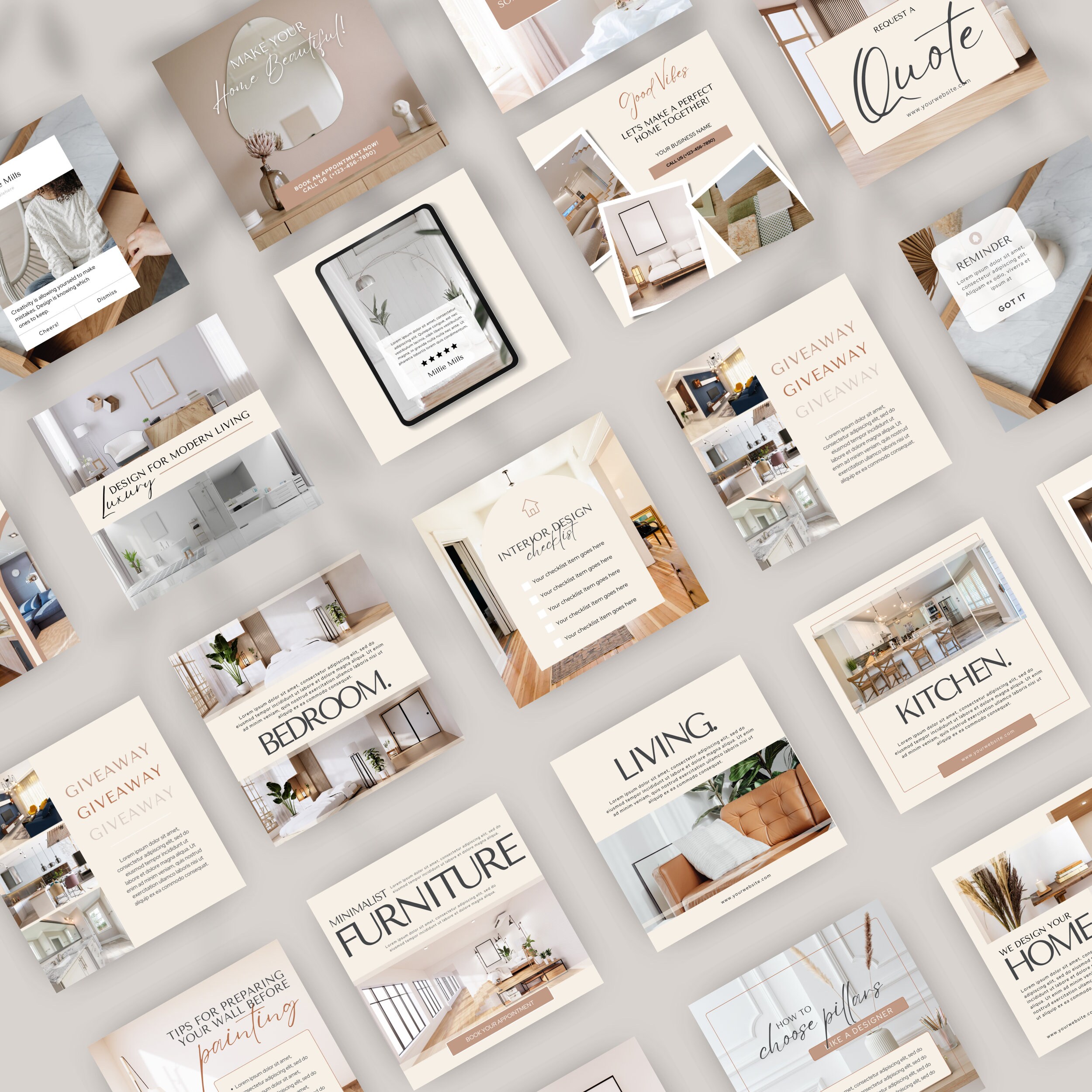 Interior Design Instagram Post Templates IG Template for Interior ...