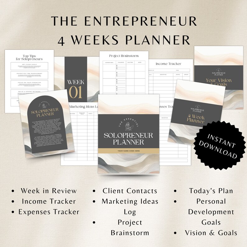 Small Business Planner Printable Entrepreneur Day Planner Solopreneur ...