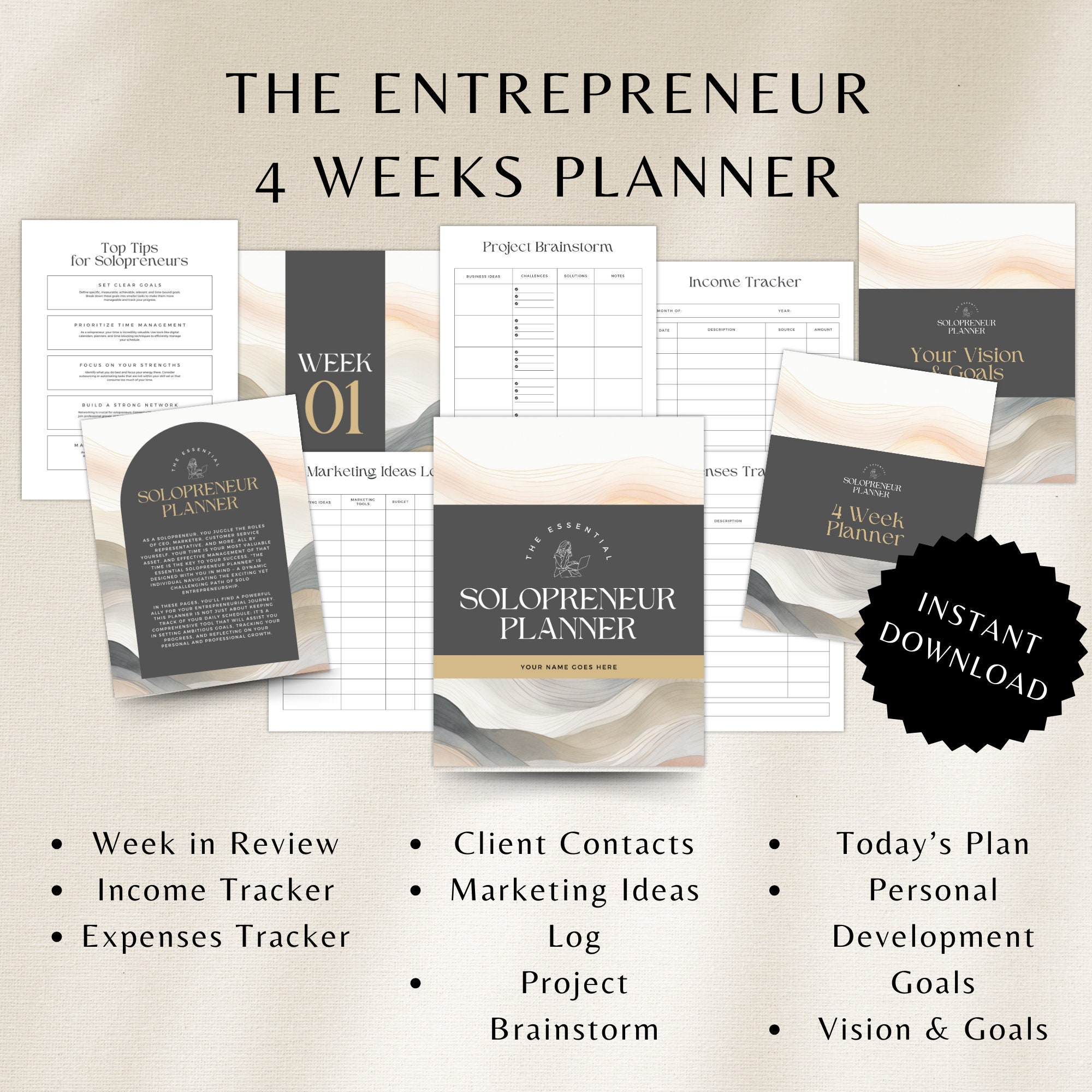 Small Business Planner Printable Entrepreneur Day Planner Solopreneur ...