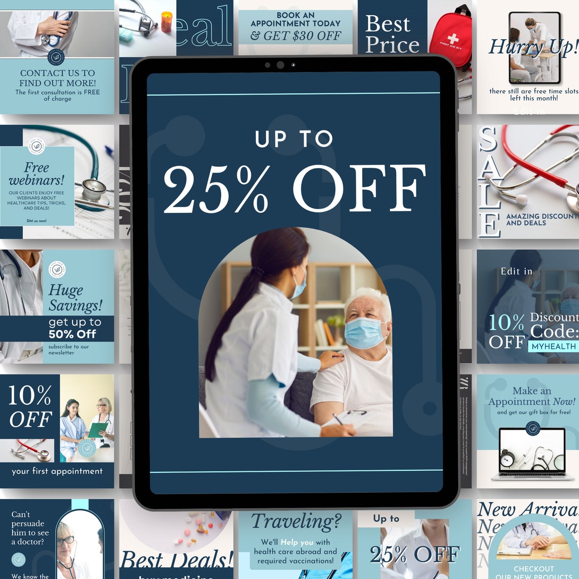 Health Care Social Media Posts, Bundle of 50 Therapy Clinic Instagram ...