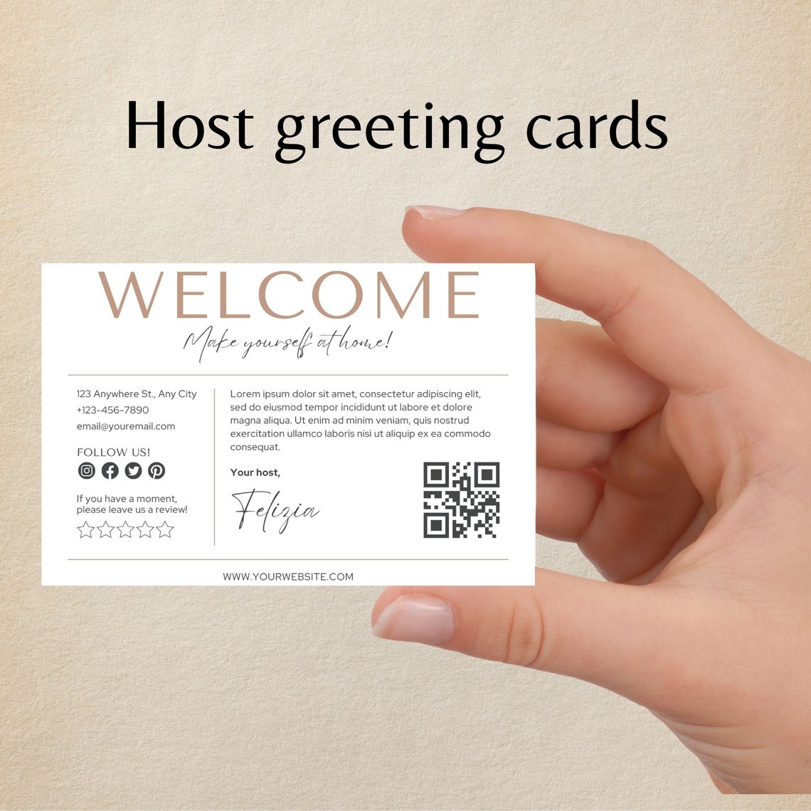 Airbnb Guest Welcome Card Thank You Card VRBO Visitor Greeting Home ...