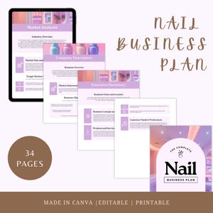 Nail Business Plan Template, Editable Canva Strategy for Nail Techs ...