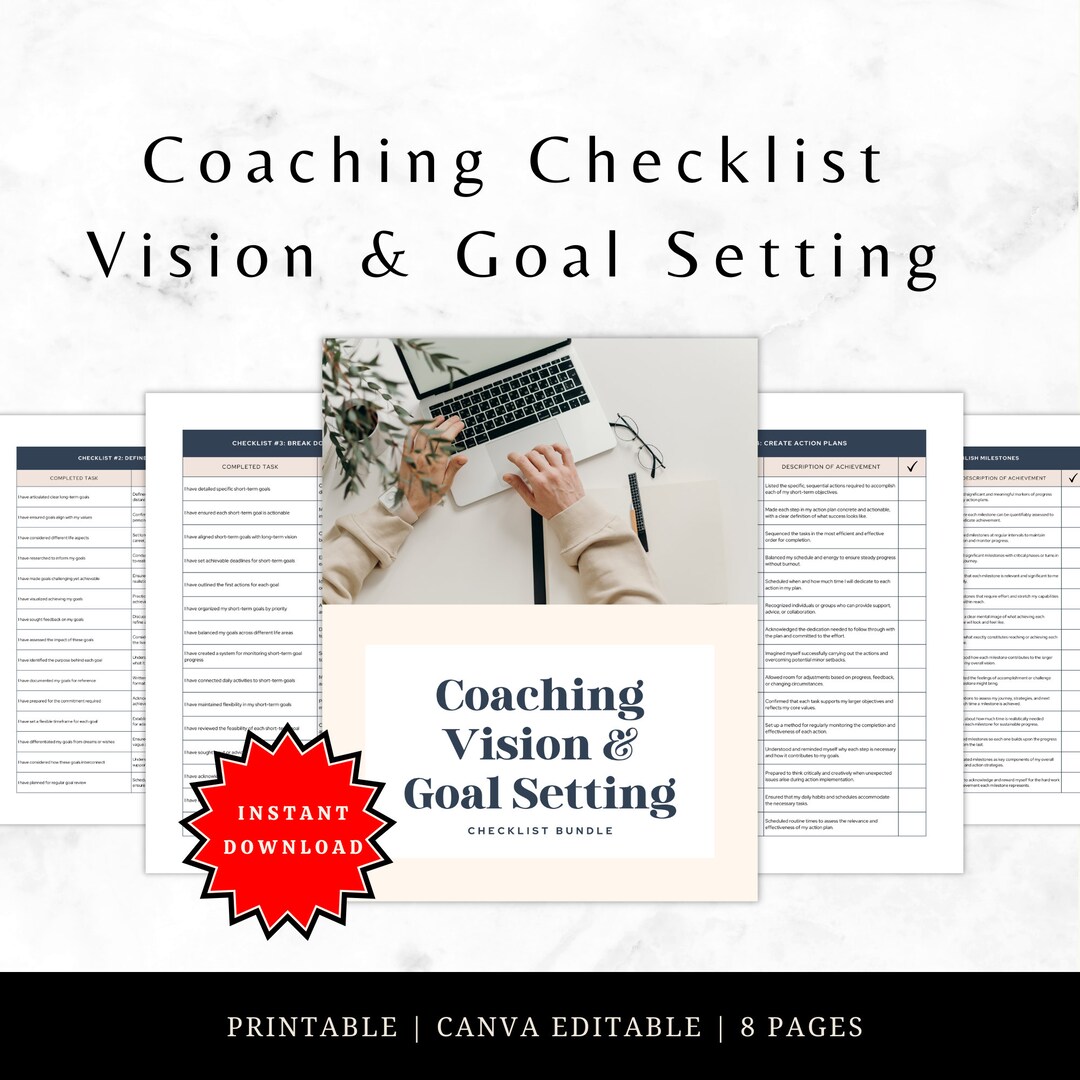 Coaching Vision and Goal Setting Checklist Bundle, Personalized ...