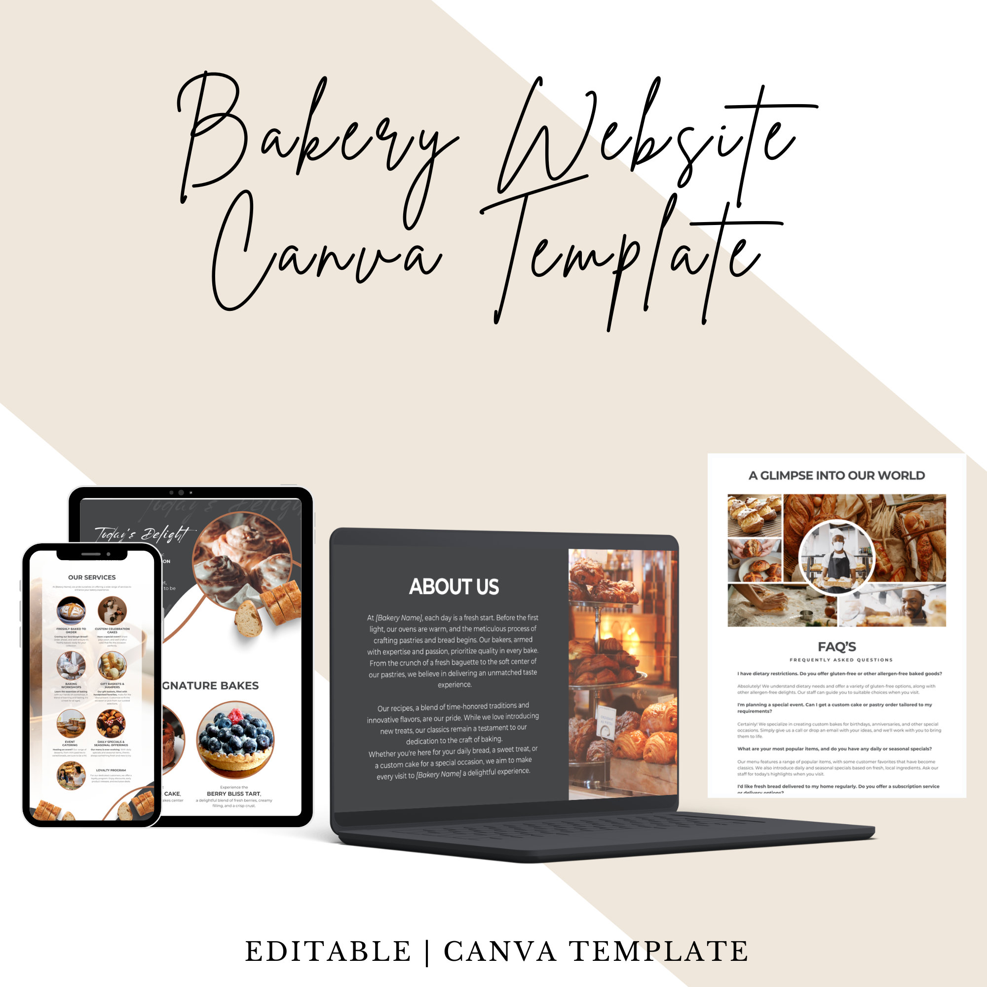 Bakery Website Canva Template, Bakery Business Marketing Template ...