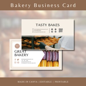 Bakery Business Cards Template, Bread and Cupcake Branding for Pastry ...