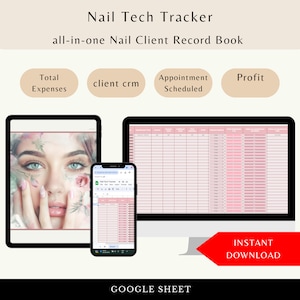 Nail Tech Tracker Nail Technician Business Spreadsheet Nail Client ...