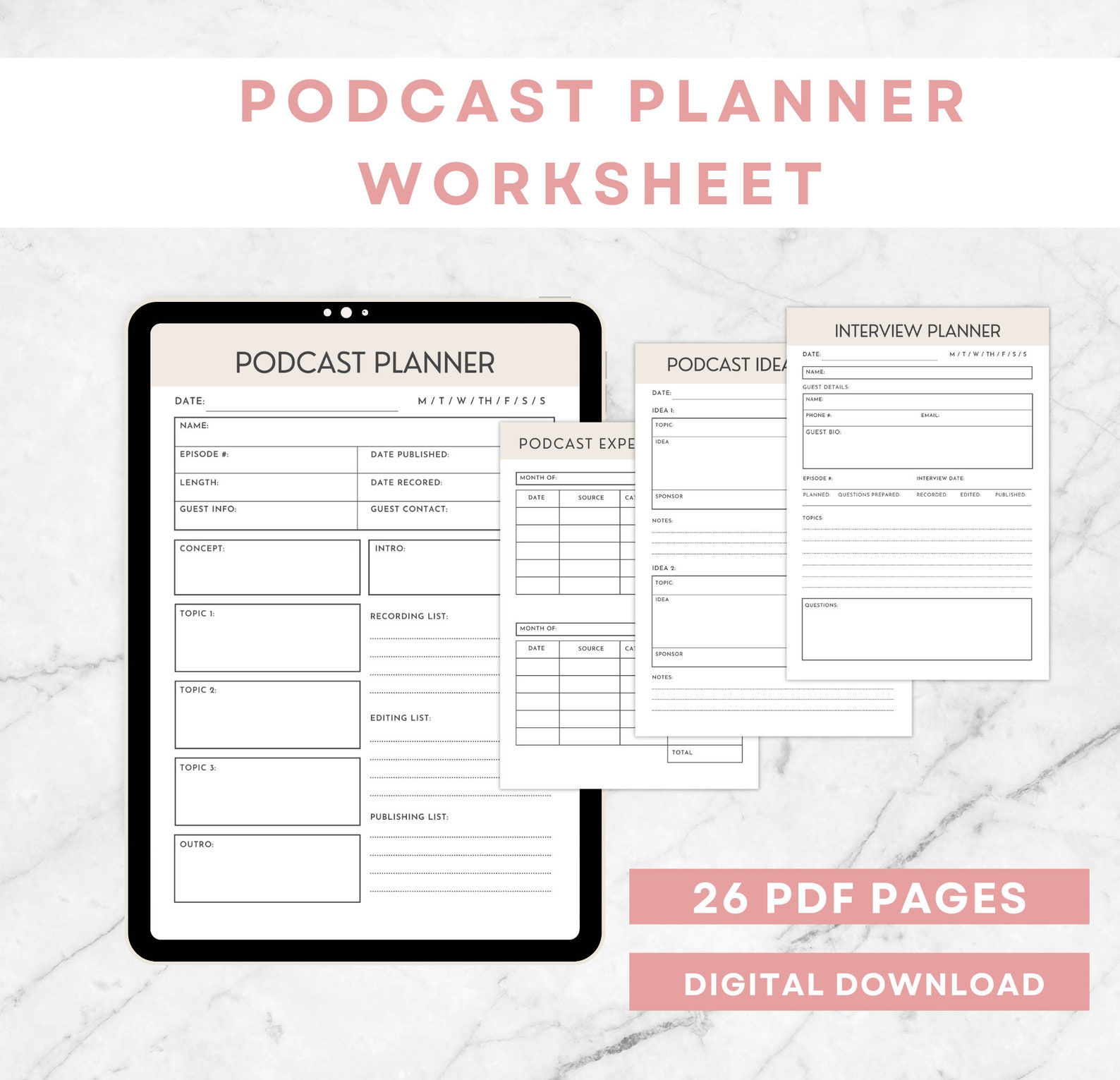Podcast Episode Planner Pod Cast Episode Launch Plan Content Planning ...