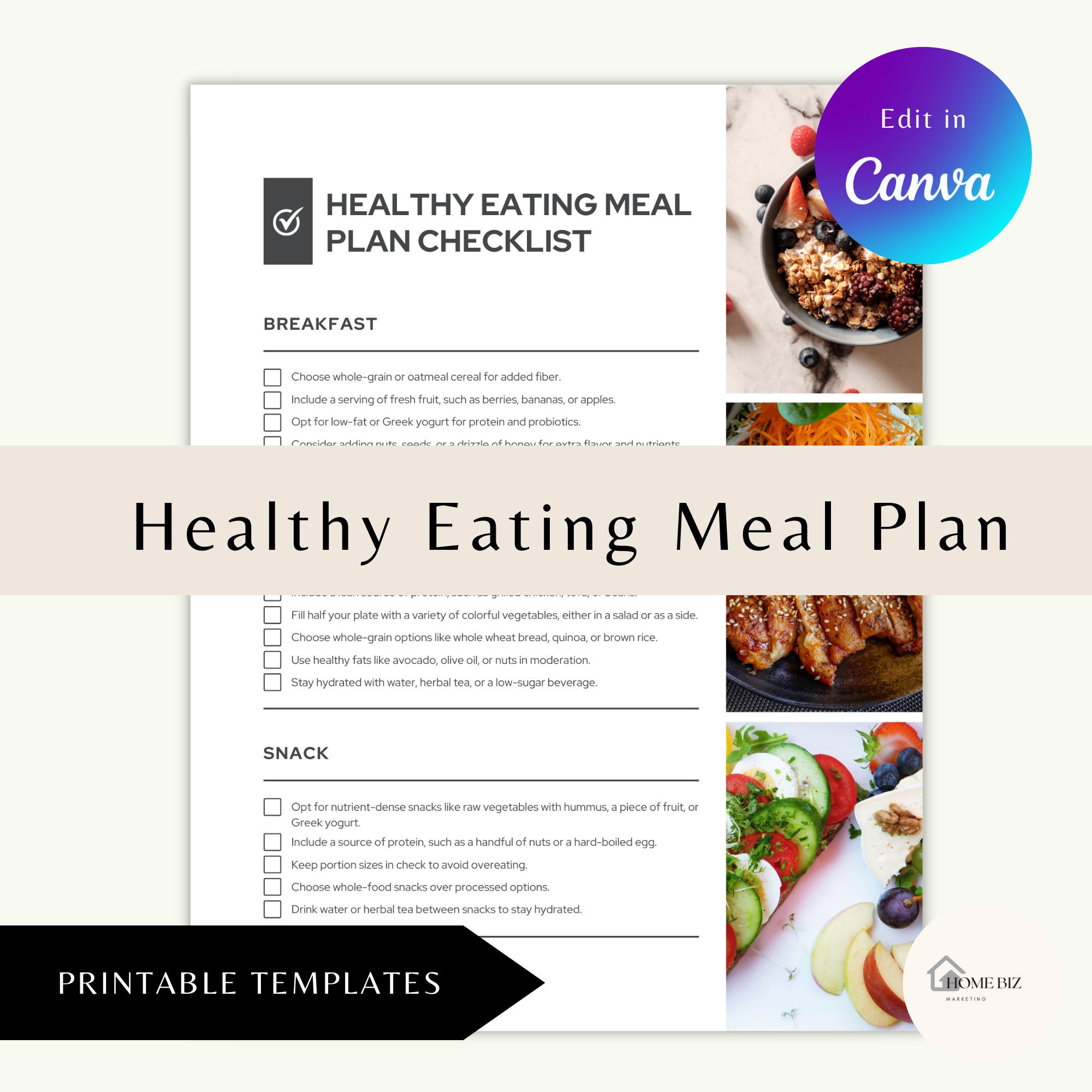 Meal Planning Checklist Healthy Eating Check List Guide Dietitian Meal ...