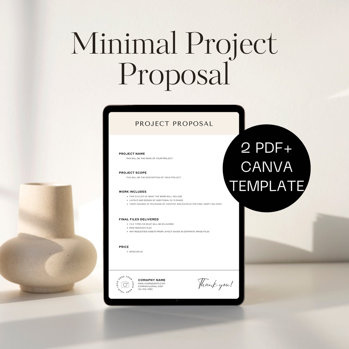 Minimal Project Proposal Template One Page Professional Proposal ...