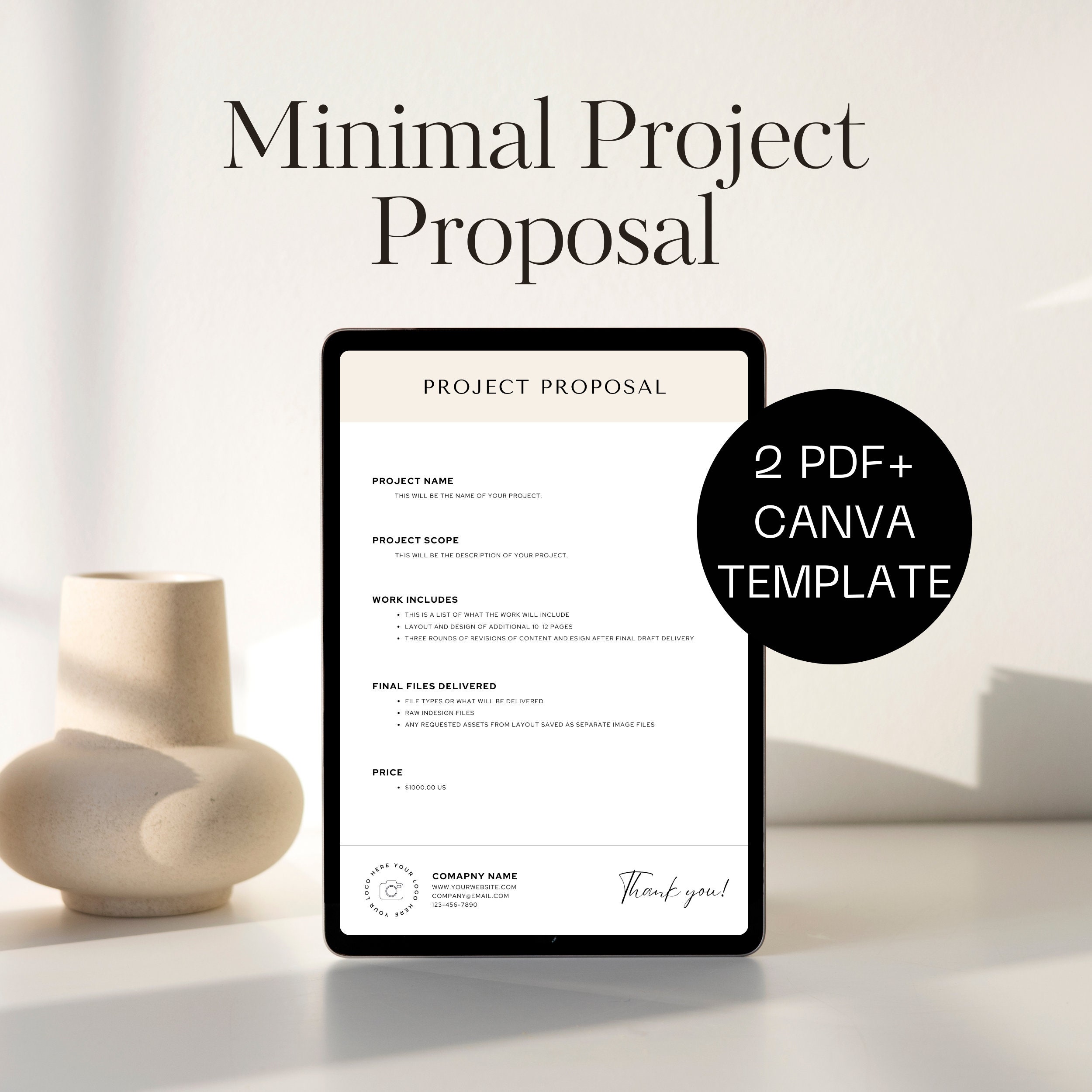 Minimal Project Proposal Template One Page Professional Proposal ...