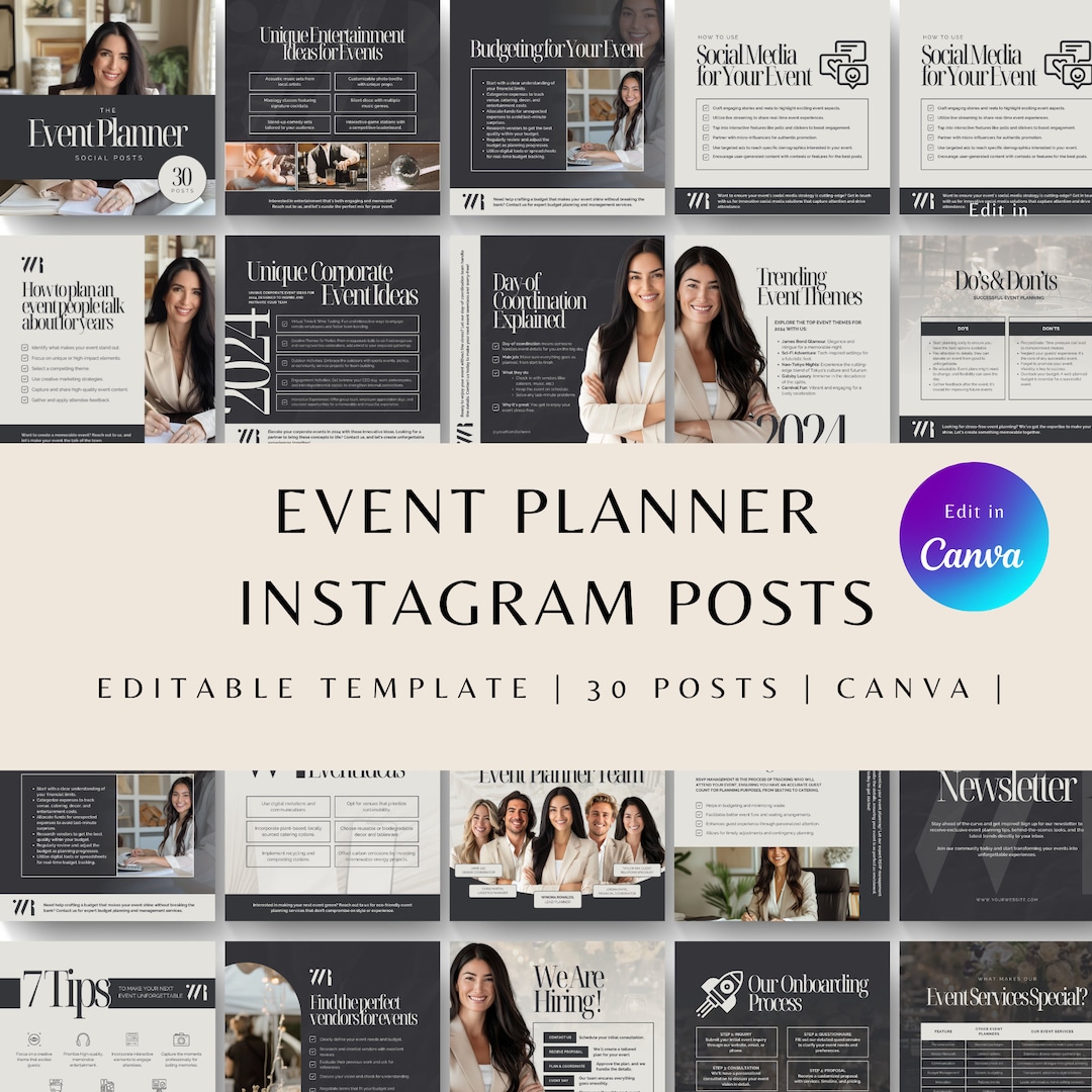 Event Planner Instagram Content Posts, Wedding Planner Social Media Portfolio, Freelance Event ...
