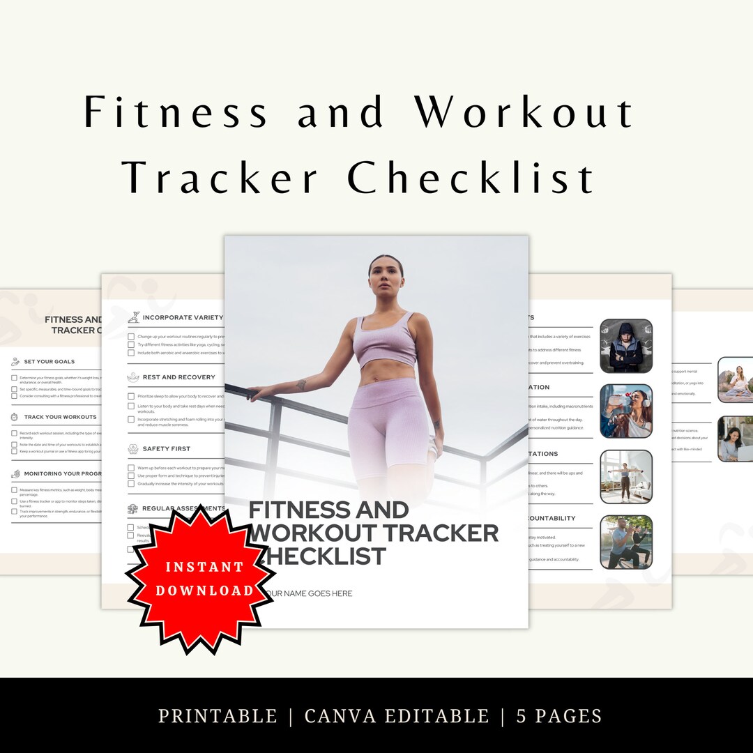 Fitness and Workout Tracker Checklist Fitness Goals Planner Fitness ...