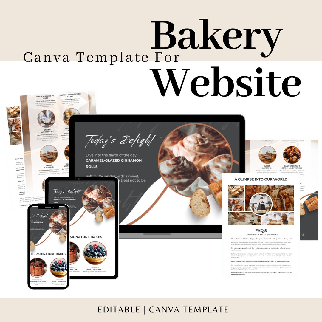Bakery Website Canva Template, Bakery Business Marketing Template ...