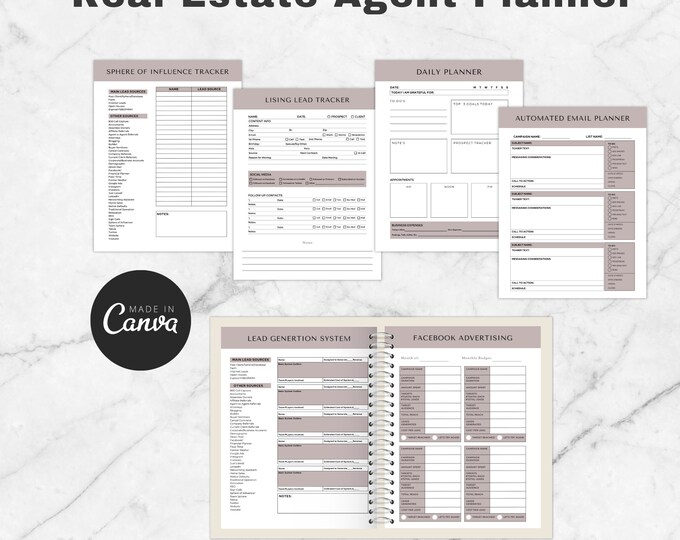 Real Estate Agent Planner Canva Template, Realtor Planner, Daily ...