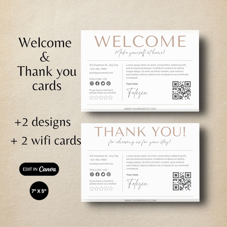 Airbnb Guest Welcome Card Thank You Card VRBO Visitor Greeting Home ...