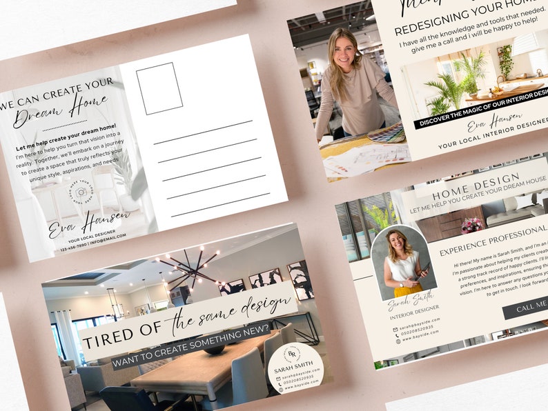 Interior Designer Post Cards Interior Design Marketing Business Cards ...