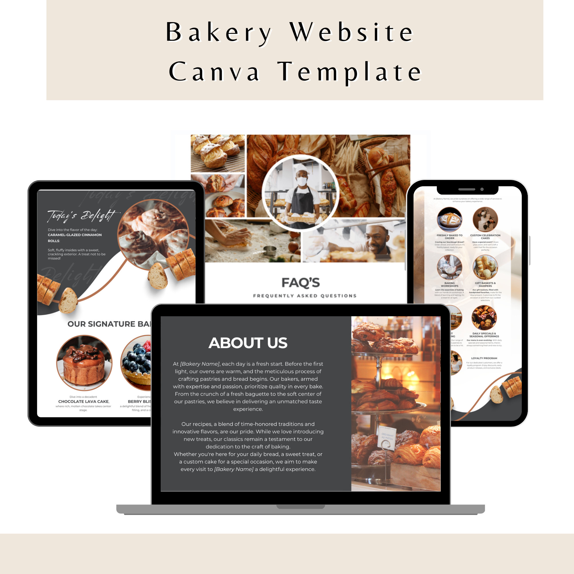 Bakery Website Canva Template, Bakery Business Marketing Template ...