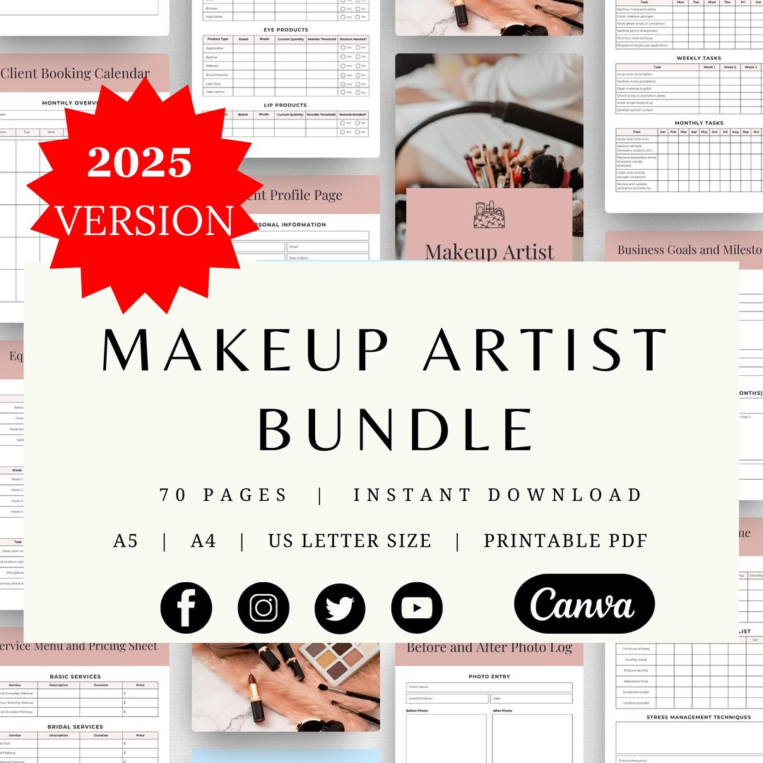 Beautician Service Bundle Forms, Makeup Artist Planner, Make-up ...