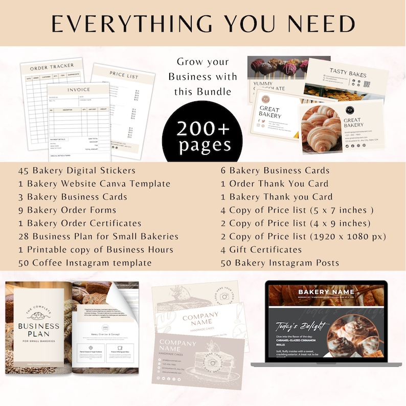 200 + Bakery Bundle Templates, Editable Canva Templates , Instant ...