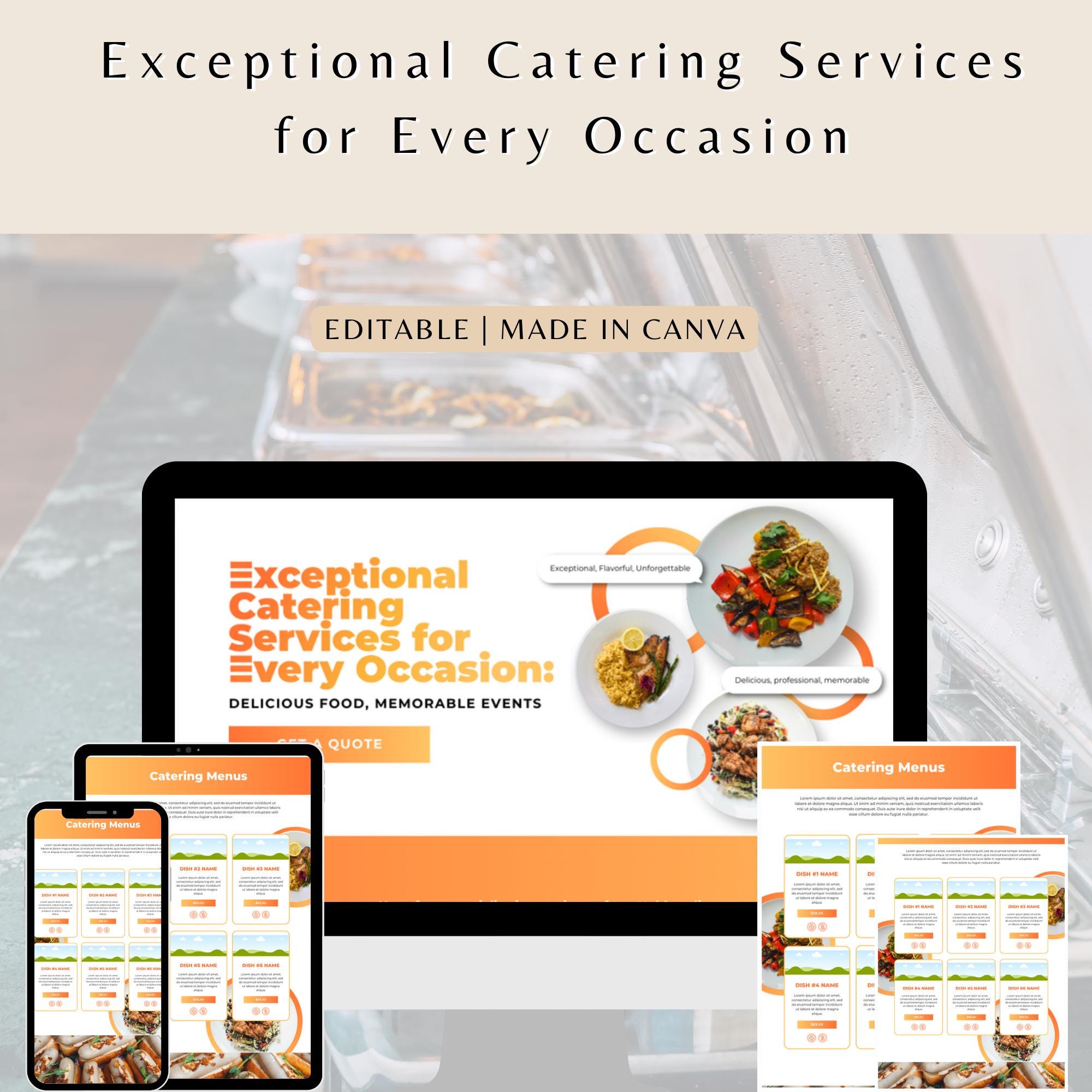 Catering Business Website Editable Canva Template, Customizable ...