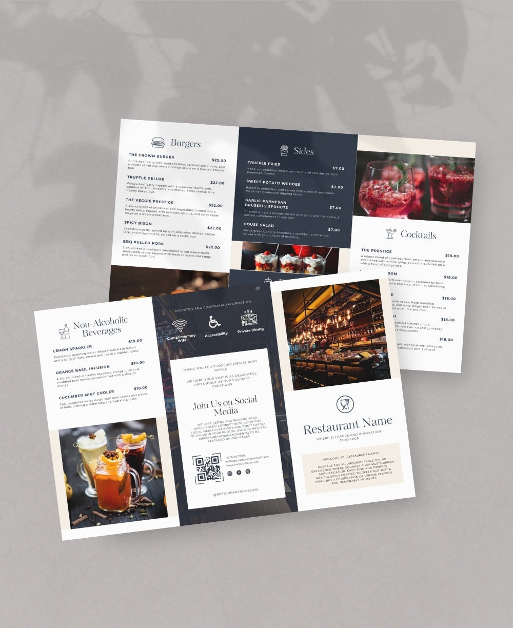 Brochure Menu Canva Template Customizable Template 2-page Menu Layout ...