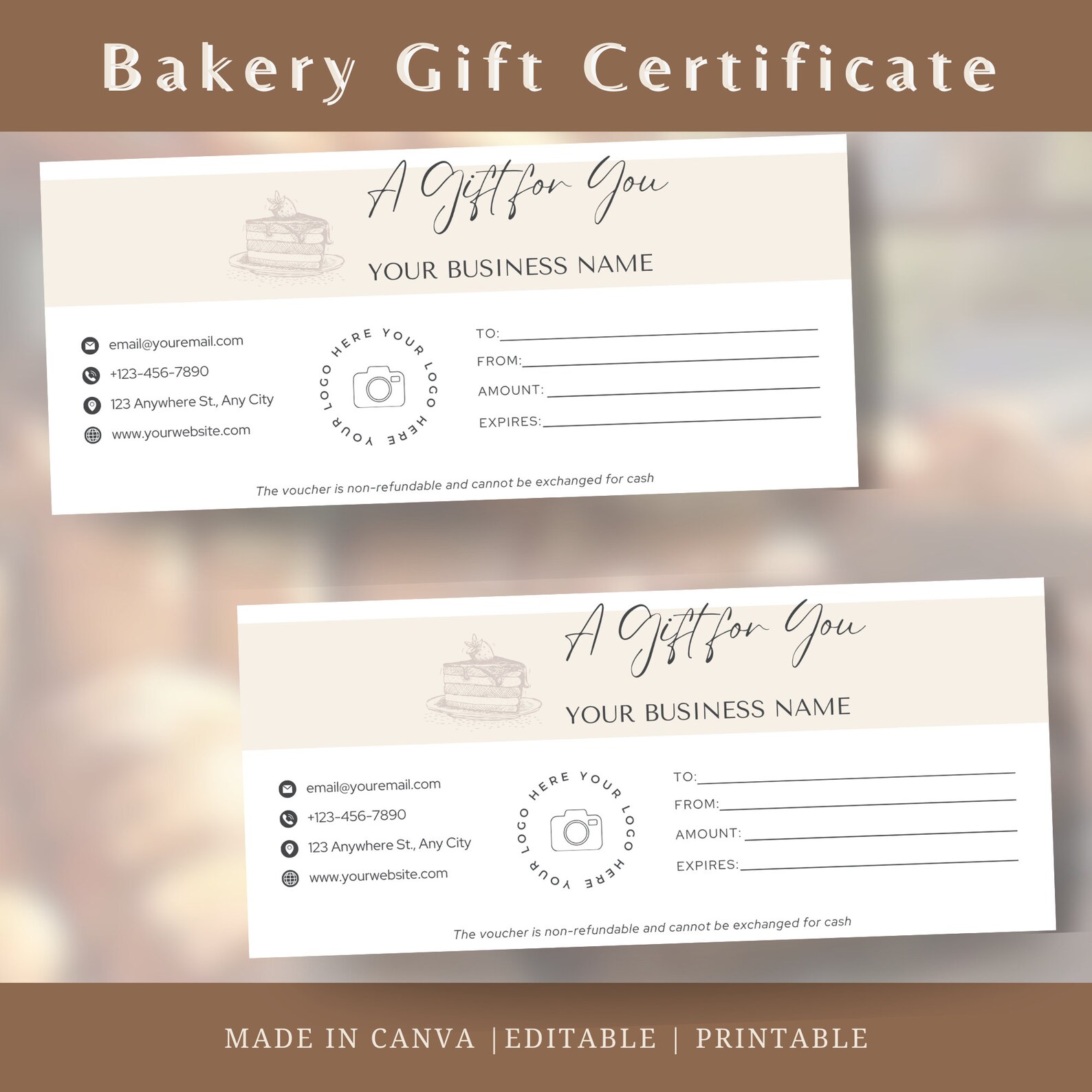 Canva Bakery Gift Certificate Template, Editable Baker Gift Card ...