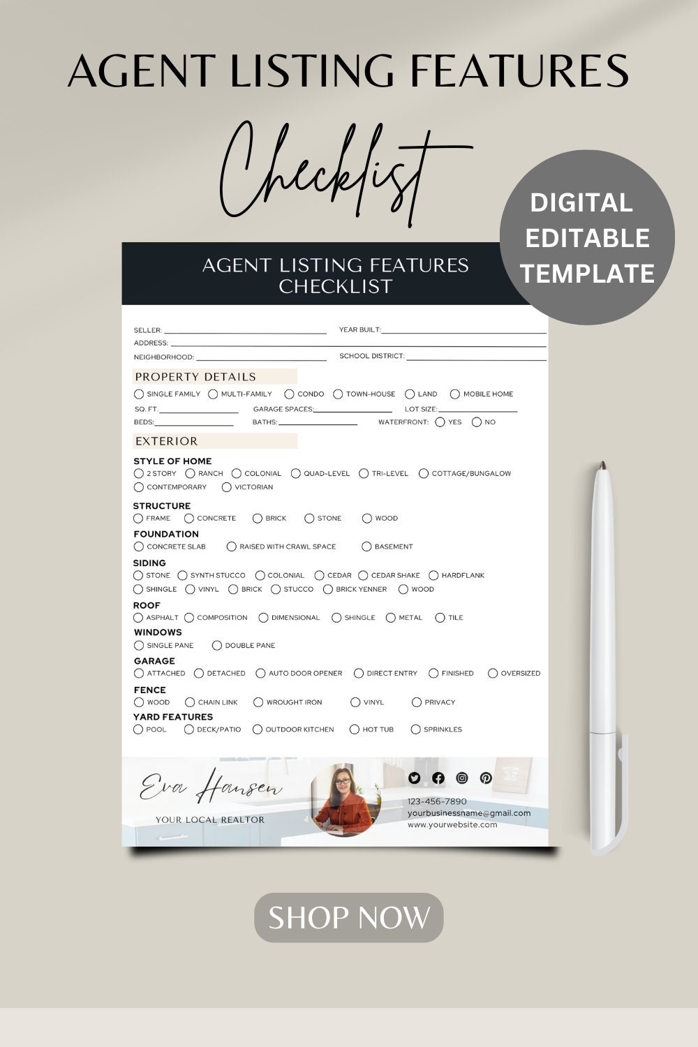 Agent Listing Features Checklist Real Estate Property Checklist ...