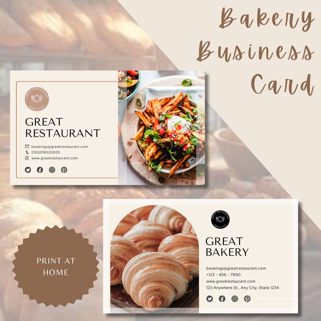 Bakery Business Cards Template, Bread and Cupcake Branding for Pastry ...