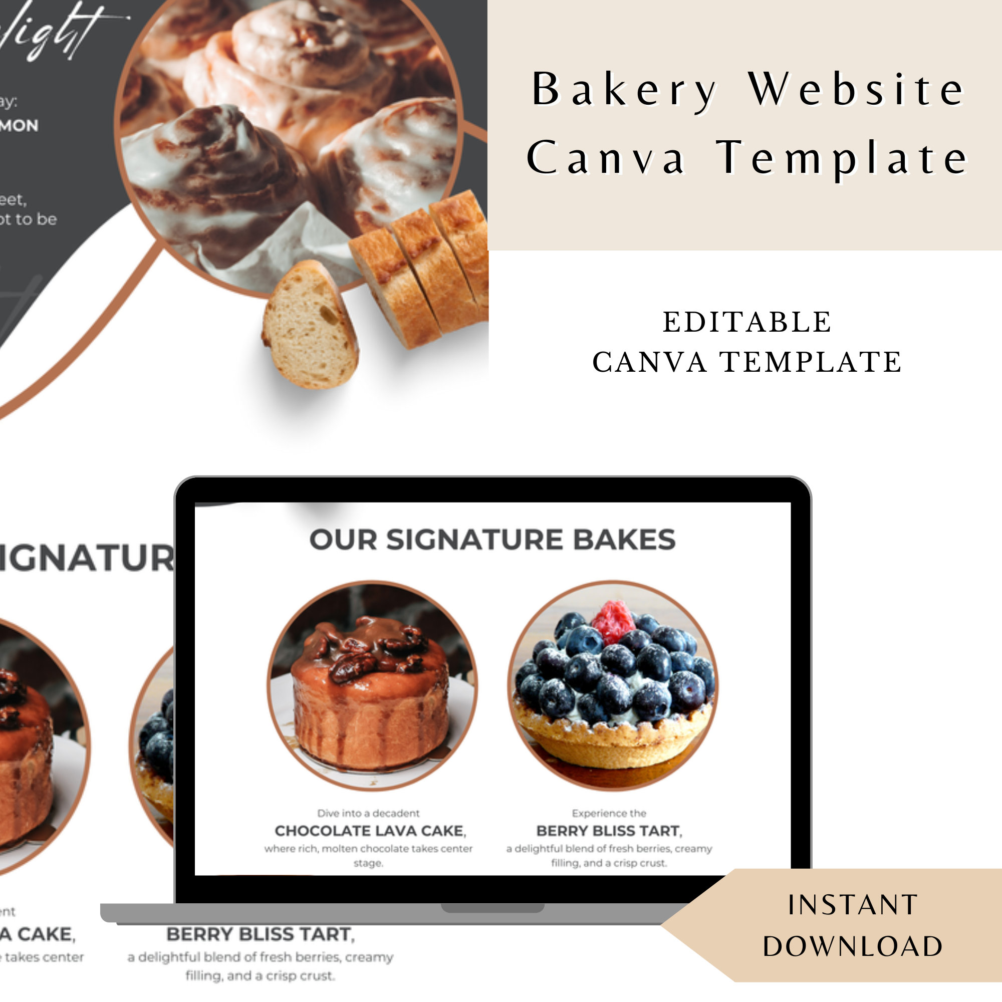 Bakery Website Canva Template, Bakery Business Marketing Template ...