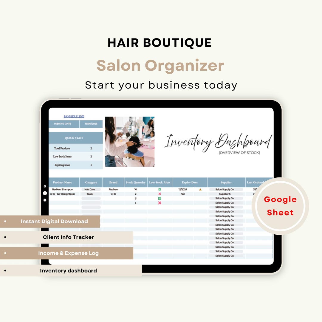 Hair Salon Business Spreadsheet, Google Sheets Template for Appointment ...
