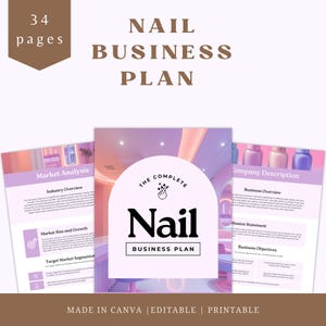 Nail Business Plan Template, Editable Canva Strategy for Nail Techs ...